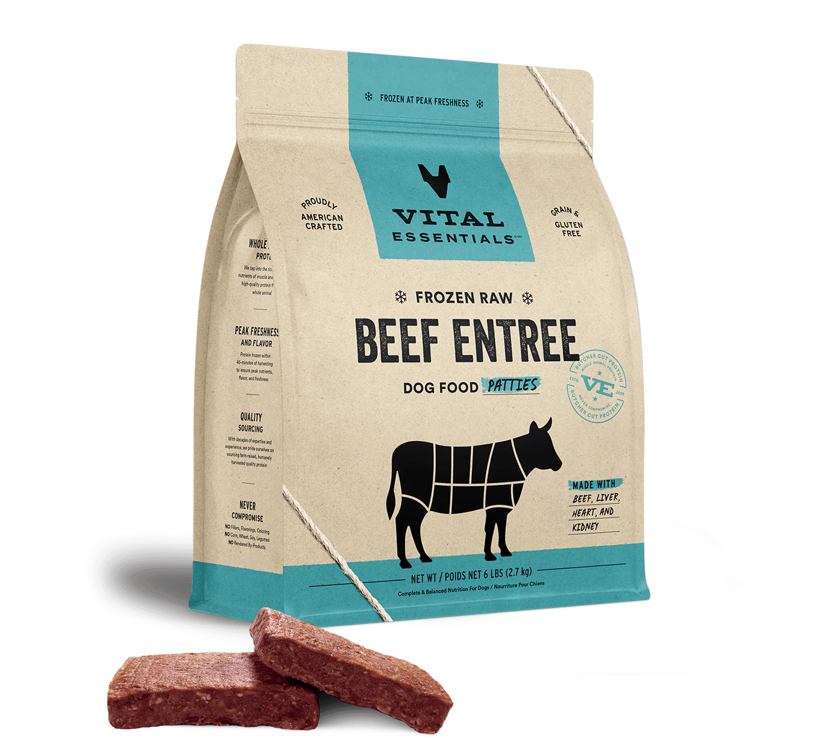 Vital Essentials (VE) - Frozen Raw - Beef Entree Patties (For Dogs ...